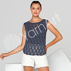 1 Skein YarnArt Elegance Sparkly Yarn, Cotton Metallic, 50 g (1.76 oz), 130 m (142 yd), Yarn Weight 2 : Fine-Sport, Sax Blue - 106