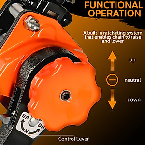 SuperHandy Manual Chain Hoist Come Along 1/2 Ton 1100Lbs Capacity 5' Foot Lift 2 Heavy Duty Hooks Commercial Grade Steel Construction Building Garages Warehouse Automotive Machinery