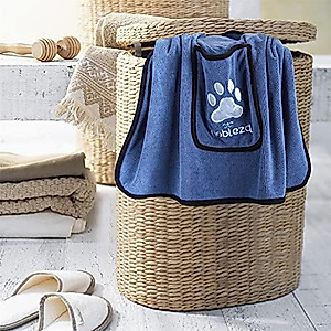 Nobleza Dog Towel, Super Absorbent Large Pet Towel with Hand Pockets, Microfiber Quick Drying Dog Towels for Drying Dogs, Mazarine