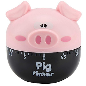 Cute Cartoon Pig Kitchen Timer Mechanical Timers Counters for Cooking Timing Tool Alarm Clock Portable Alarm Clock Kitchen Cooking Tool(Pink)