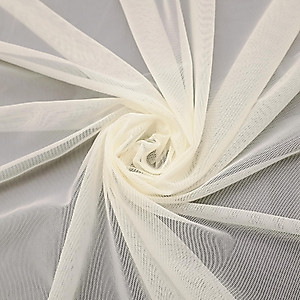 Power Mesh Fabric Stretch: 4-Way Net Superfine Fabric Nylon Spandex Sheer Mesh - 5 Yards Long 60" Wide (Light Nude)