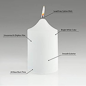 Super Z Outlet 2 x 3 Unscented White Pillar Candles for Weddings, Home Decoration, Relaxation, Smokeless Cotton Wick. Set of 6