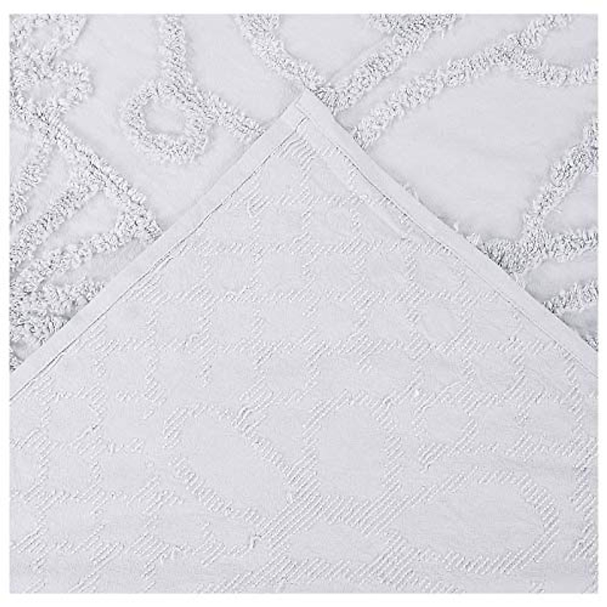 Better Trends Chenille Bedspreads Set Queen Size, Trevor Collection Medallion Design in White - Lightweight bedspreads, 100% Cotton Tufted Cotton Bedspreads