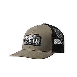 YETI Bear Badge Trucker Hat, Sharptail Taupe/Black, One Size