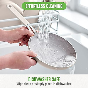 GreenLife Dream 10-Piece Ceramic Nonstick Cookware Set, Pots Frying & Sauce Pans, PFAS-Free & PFOA-Free, Dishwasher & Oven Safe, Stay-Cool Handles, Durable Aluminum Body, Versatile Cooking, Taupe