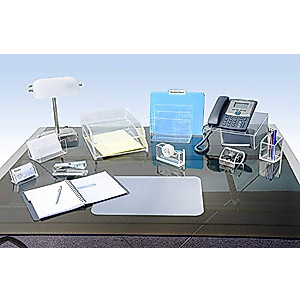 Kantek Clear Acrylic Double Letter Tray, 2 Tier Stackable Desk Organizer, Front loading, 10.6" x 13.9" x 4.8", Non-Skid Feet, Office Organizer, Desk Accessory