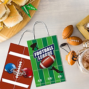 WEEPA Super Bowl 16 Pack Football Gift Bags Football Party Candy Favor Bags, with Handles Sport Party Gift Bags Great for Kids Football Themed Birthday Party, Super Bowl Party Supplies (Football)