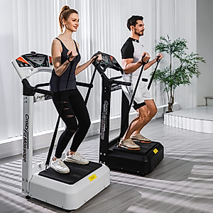 DQGM Vibrating Plate Exercise Machine, Whole Body Vibration Platform with Arm Vibrating Pull Bands, Cardio Training Fitness Vibration Equipment for Home Gym Workout