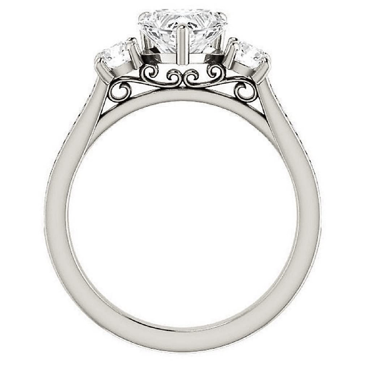 Moissanite Handmade Engagement Ring 3 CT Heart Cut Solitaire Wedding Ring Set for Women Propose Gifts VVS Colorless (925 Silver (White Gold Plated))