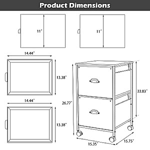 TOPSKY Mobile File Cabinet, Fabric Vertical File Cabinet for Letter Size (Rustic Brown, 2 Drawer)