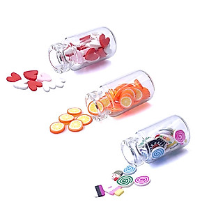 HKLMRO 30PCS Cute Miniature Dollhouse Food Jar Glass Bottle 1:12 Pretend Play Doll House Kitchen Decoration 1:6 Lovely Mini Fruit Simulation Scene Candy Snack Model Game Party Toy for Adults Teenagers