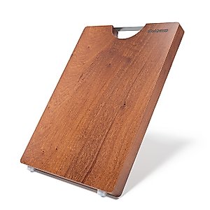 Brosisincorp Real Solid Sapele Wood Cutting Board One Piece No Glue Non Toxic All Whole Single Wood Butcher Block Thick Hard Wood Heavy Duty Edge Grain (X-large, 17.71"L*11.81"W*1.18"Th)