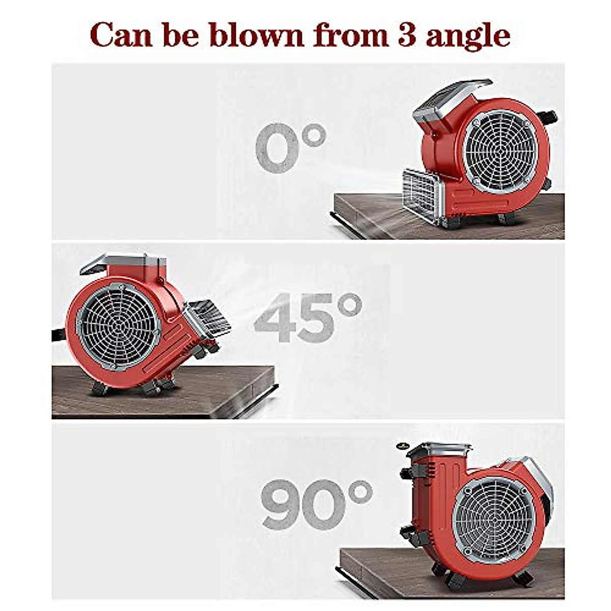 LVYUAN Multi-Purpose Mini Mighty Air Mover, Utility Fan, Dryer, Blower and Timer for Restoration, Cleaning, Home and Plumbing Use - 1/4 HP, 900 CFM, 3 Speeds, 3 Angles, Red, Small (New-Red)