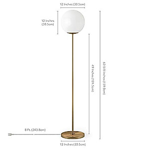 Theia Globe & Stem Floor Lamp with Plastic Shade in Brass/White