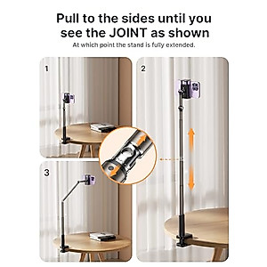 JSAUX Phone Holder for Desk and Bed Compatible with iPhone 15 14 13 12 Overhead Phone Mount Gooseneck Phone Stand Flexible 360 Lazy Long Arm Clamp Clip for Table Bedside [1-Pack, Black]