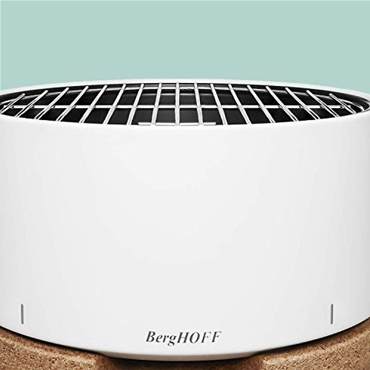 BergHOFF LEO Portable Tabletop BBQ Grill To-go grill with Heat Resistant Base Easy-carry strap & detachable handles, Removable elements, Adjustable airflow, 13.75", White