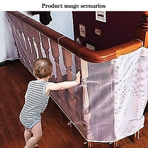Child Safety Rail Net for Balcony, Patios, Railing and Stairs. Security Guards for Kids/Pet/Toy Both Indoors and Outdoors. 10ft x2.5ft, Sturdy Mesh Fabric Material