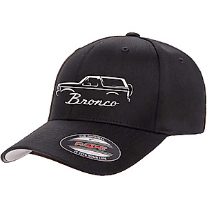 1992-96 Ford Bronco Truck Outline Design Flexfit 6277 Athletic Baseball Fitted Hat Cap Black L/XL