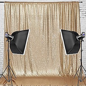 Juya Delight Light Gold Sequin Photography Backdrop Curtain for Party Banquet Festival Wedding Anniversary Exhibition,(6ft x 8ft，Light Gold)…
