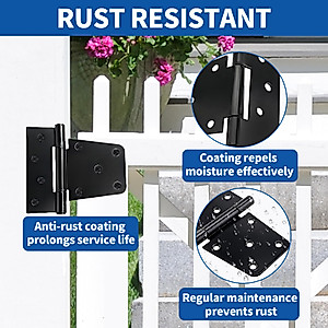 TamBee Black Gate Hinges Shed Hinges Heavy Duty Gate Hinges for Wooden Fences Barn Door Hinges for Wood Outdoor 3.5inch with Screws (Pack of 4)