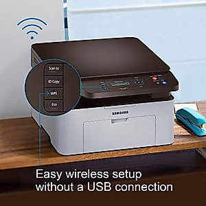 Samsung Xpress M2070W Wireless Monochrome Laser Printer with Scan/Copy, Simple NFC + WiFi Connectivity and Built-in Ethernet (SS298H)