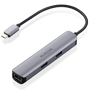 Elecom DST-C17SV/EC USB Type-C Hub, Docking Station, 5-in-1 (LAN Port), HDMI Port, 4K Compatible, USB 3.0 x 3 Ports, LAN Port, Compatible with MacBook/MacBook Pro/iPad Pro/Surface and More
