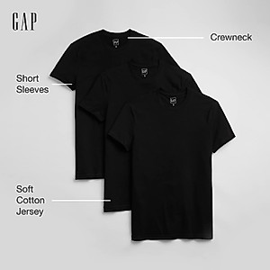 GAP mens Crew Neck T-shirt (3-pack) Base Layer Top, True Black, Medium US