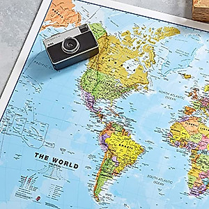 Maps International - Large World Map – Wall Map Poster With Flags – Laminated - 23 x 33