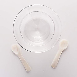 DUEBEL Glass Caviar Chiller Server Set Plus 2 pcs. x Mother of Pearl Caviar Spoon 3.15" – Universal Martini, Wine, Liquor Cocktail Chiller