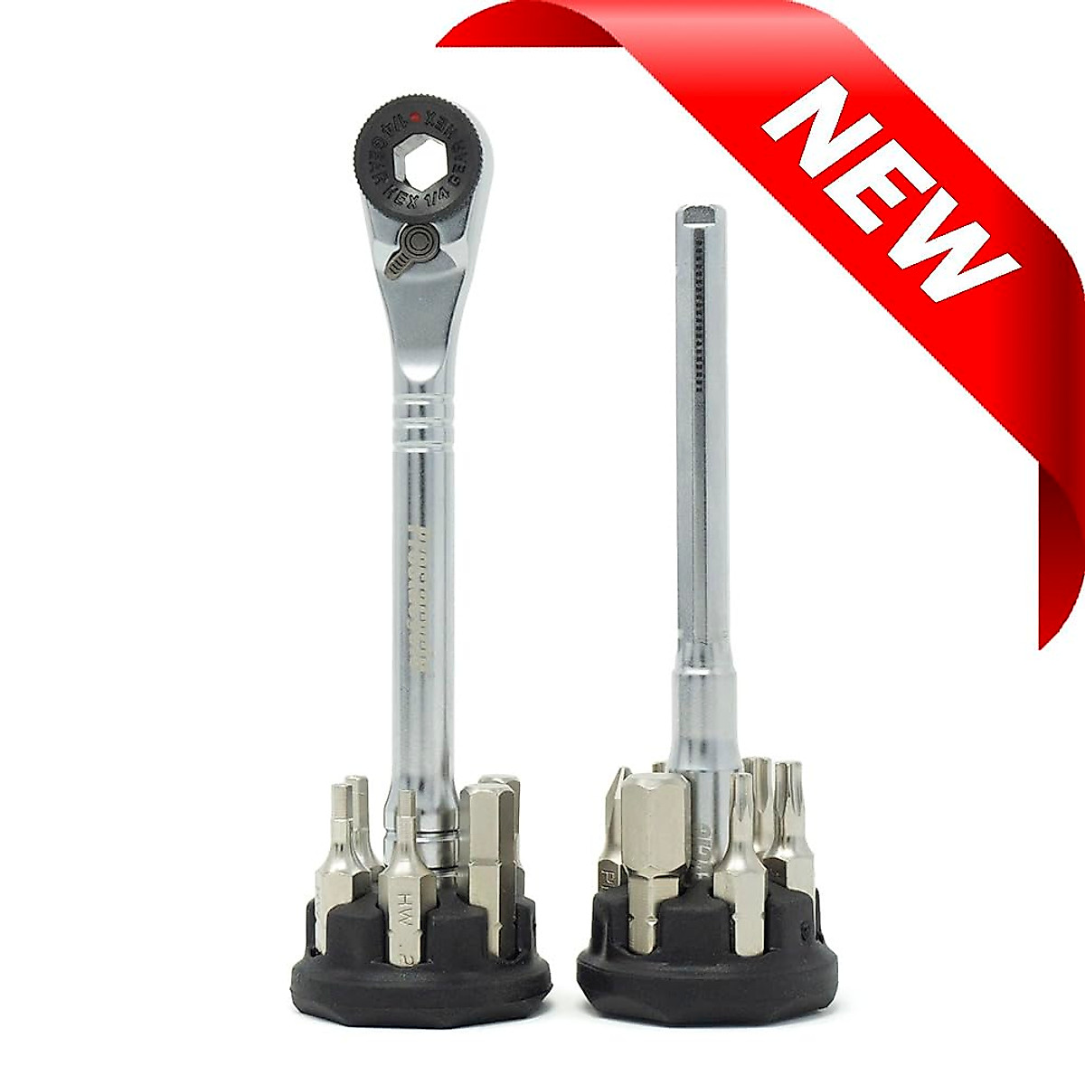 Prestacycle Pro T-Handle Ratchet Kit, Desktop/Benchtop T-Handle Ratchet Tool & 1/4 Hex Bit Set with Round Bits Holder, 60Nm Heavy-Duty & Compact Tools For Bicycle, Ratchet Set