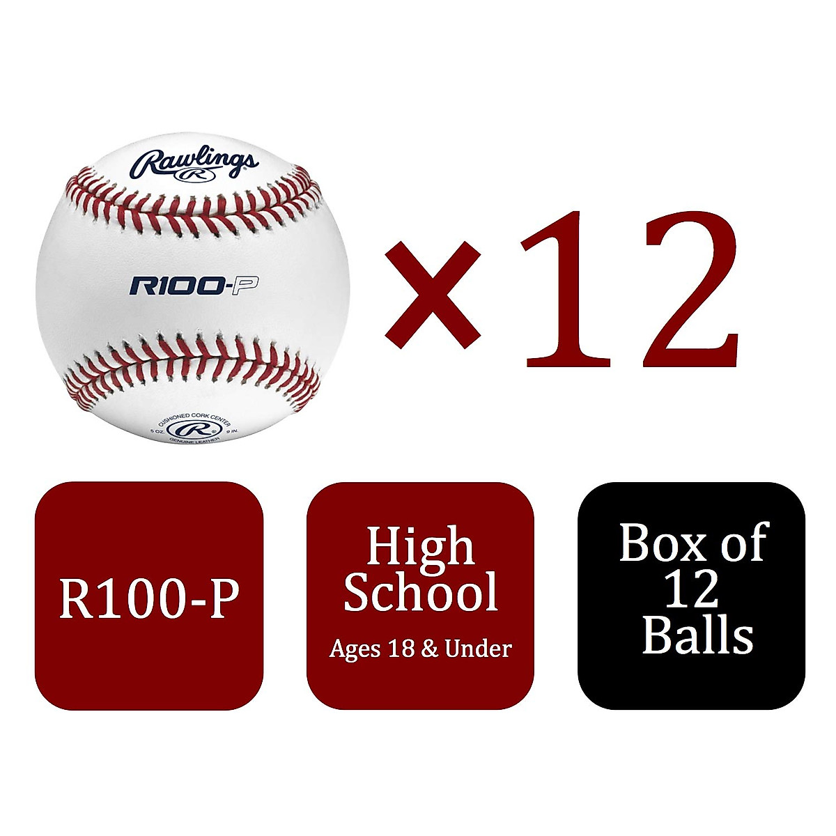 Rawlings | RAISED SEAM Practice Baseballs | R100-P | High School/Youth | 12 Count