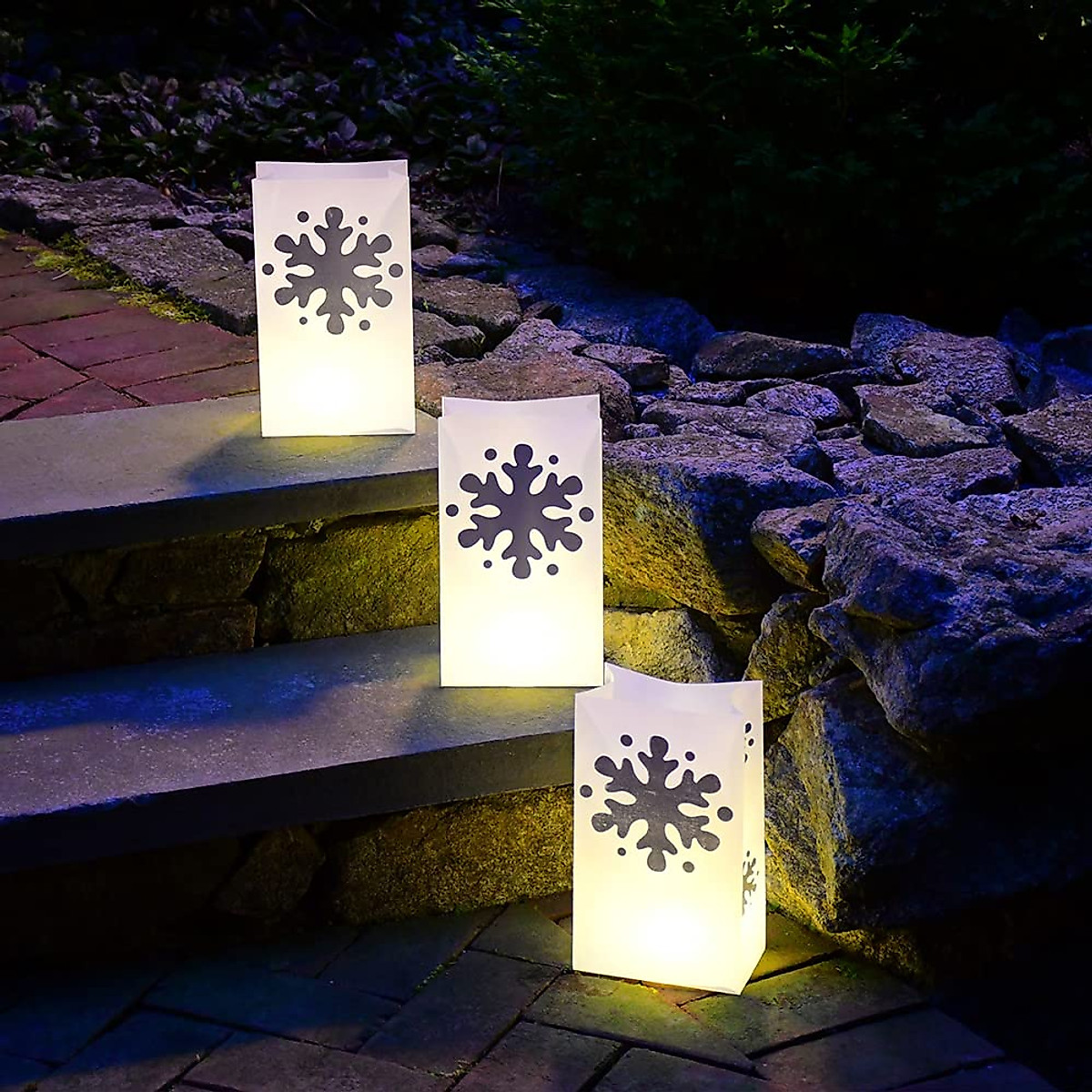 LumaBase 82236 Battery Operated LED Luminaria Kit, Snowflake