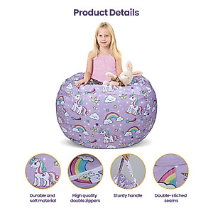 Bean Bag Chair for Kids 32'' Stuffed Animal Storage Beanbag Chairs,Toddler Toy Storage Organizer for Girls and Boys,Cover(No Filling) Only