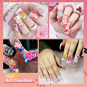 Lionvison Clear Duck Nails Tips, Short Duck Feet Nail Tips Flare Wide Press on Nail Tips for Acrylic Nails, 240PCS Half Cover False Nail Extensions Tips for Nail Salon Tech, 10 Sizes with Nail Charms