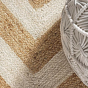 JONATHAN Y RNF111A-6R Piper Two-Tone Chevron Round Jute Indoor Area-Rug, Cottage, Modern, Vintage Easy-Washing,Bedroom,Kitchen,Living Room,Non Shedding, Black/Natural, 6' Round