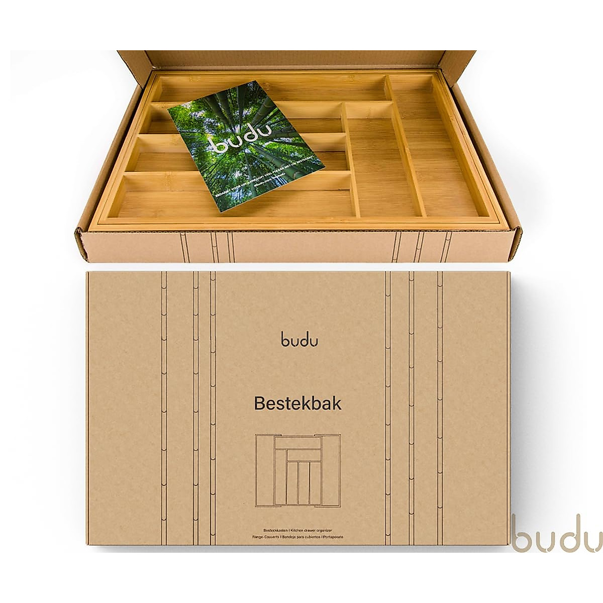 budu Silverware Drawer Organizer #19.7" Depth – Utensil Holder, Kitchen Drawer Organizers for Flatware, Cutlery – Perfect Utensil Organizer for Silverware & Other Kitchen Organization Tools & Storage