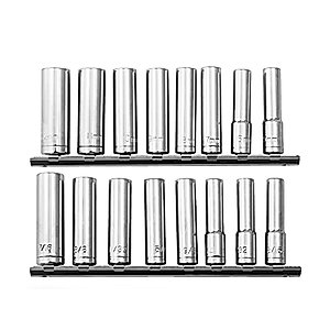 VCT 18PC 1/4" Dr Drive SAE Standard & MM Metric Deep Deepwell Hand Socket Set (6-Point)