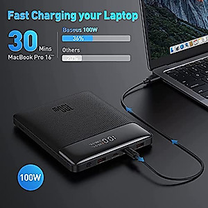 Baseus Laptop Power Bank, 100W Blade USB C Portable Laptop Charger, Super Fast Charging 20000mAh Slim Battery Pack for Laptop, MacBook Air, Dell, IPad, HP, iPhone, Samsung Galaxy, Switch and More