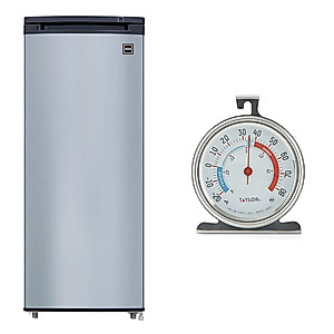 RCA RFRF695 Upright Freezer, 6.5 cf Stainless & Taylor Precision Products 5924 Large Dial Kitchen Refrigerator and Freezer Kitchen Thermometer, 3 Inch Dial,Silver