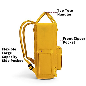 KALIDI Casual Backpack for Women,15 Inches Laptop Backpack Classic Camping Rucksack Travel Outdoor Daypack College Bag Yellow