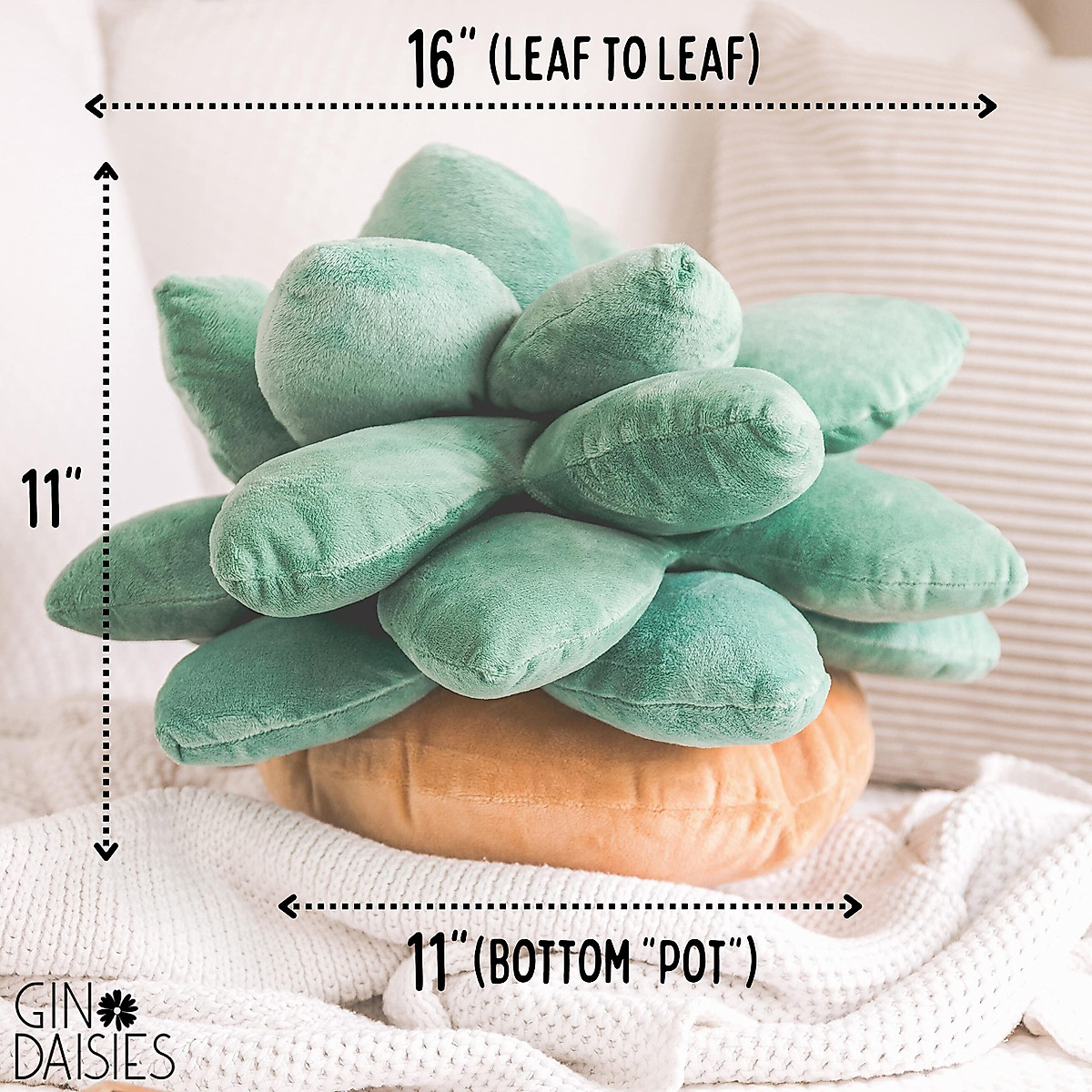 Flower Pillow Succulent Pillow 16" Leaf Pillow | 3D Potted Plant Pillow Plant Plush | Nature Decor Decorative Throw Cactus Pillow | Succulent Gifts Succulent Pillows | Indie Pillow Cute Plant Plushies