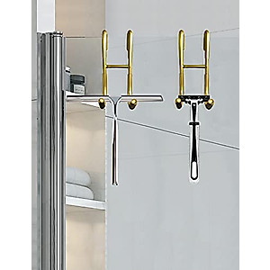 Artife Shower Door Hooks for Bathroom Frameless Glass Door, 304 Stainless Steel Towel Hook Hanging Towel, Bathing Suits, Robe, Squeegee, Loofah, Shaver, Gold 2 Pcs