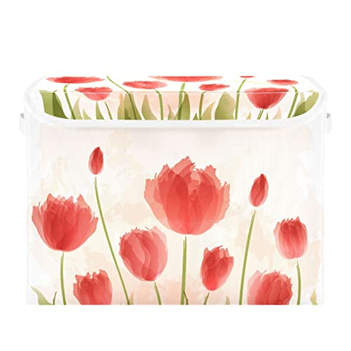 RunningBear Blooming Tulips Large Storage Bins with Lid Collapsible Storage Bin Closet Storage Bins Cloth Baskets Containers for Boys Girls Toys
