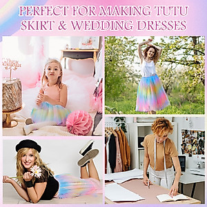 Timgle 10 Yards Rainbow Glitter Tulle 54 in Tulle Fabric Pastel Tulle Mesh Iridescent Girl Fabric for Table Chair Sash Bow Tutu Skirt Sewing Crafting Gift Wrapping Wedding Party Backdrop,30 Ft