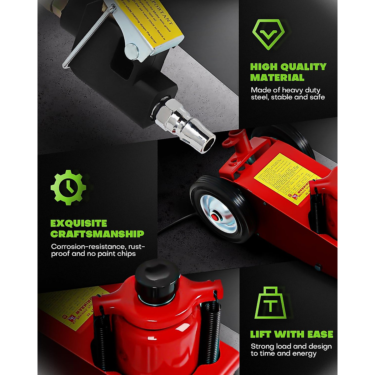 SCITOO Heavy Duty 35 Ton Air/Hydraulic Floor Jack Farm Vehicles Trucks Power Lift Auto Repair Tool