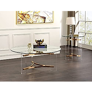 Acme Furniture Sosi Coffee Table, Gold Clear