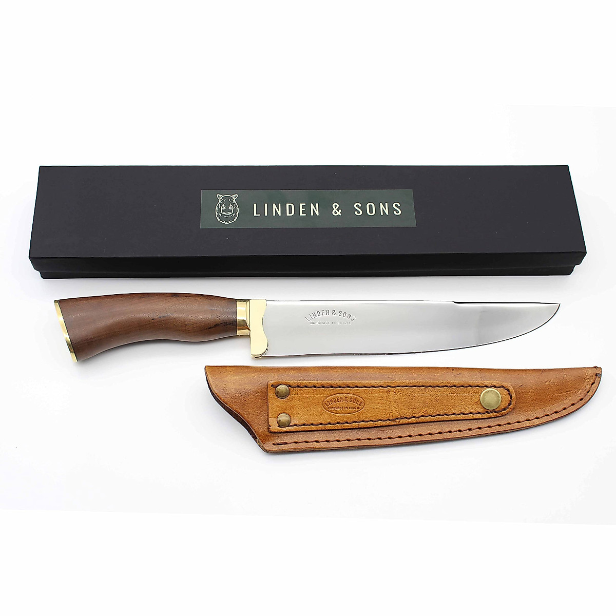 Linden & Sons Meat Knife - 8 inches Butcher Knife - Gaucho Style Barbecue Knife - Handmade in Brazil - Perfect for Meat Cutting, Slicing and Carving