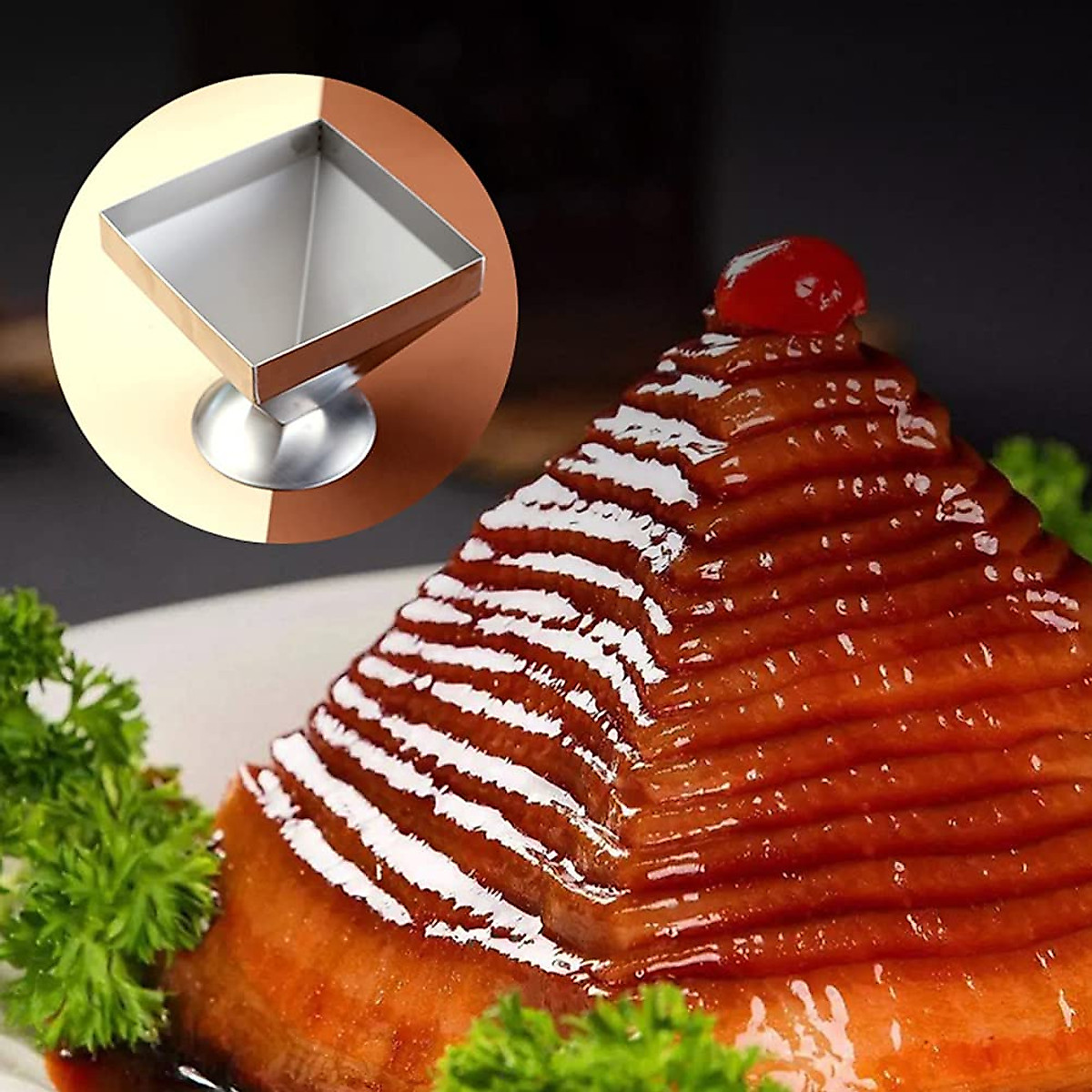 Hemoton Stainless Steel Pyramid Mold Cake Food Mold Stuffed Meat Shape Form Rice Shaper Metal Serving Plate for Home Restaurant Kitchen Size