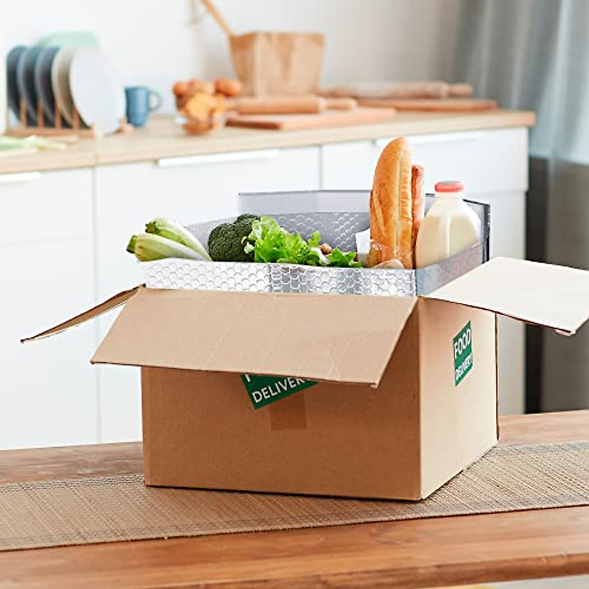 ABC Foil Insulated Box Liners 8 x 8 x 8 Inch, Pack of 5 Silver Insulated Shipping Boxes for Frozen Food, Odorless Insulated Shipping Containers, Leakproof Cold Shipping Boxes for Frozen Fish, Meat