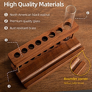 alisimple Walnut Wooden Pencil Pen Holder Stand tablet Cell Phone Stand Holder Glass Plant Propagation Station Test Tube Flower Vase for Desk Decor